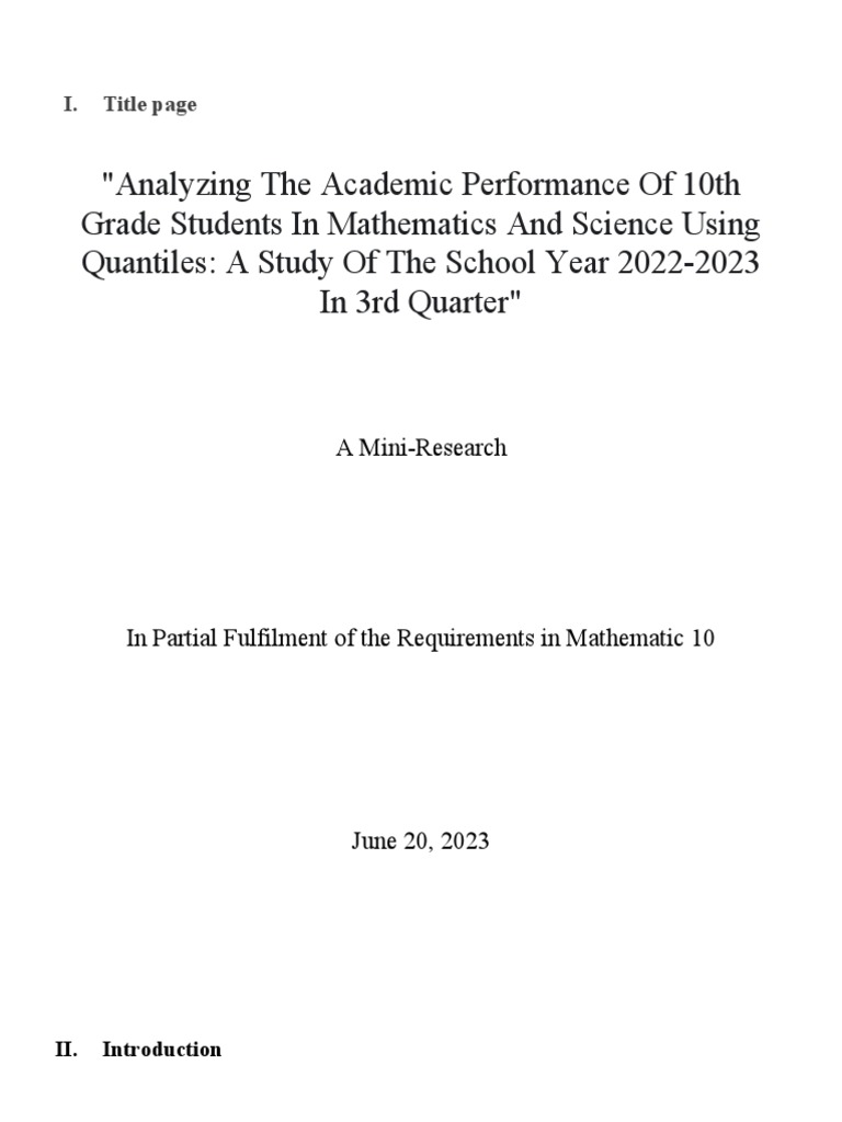 Grade 10 Mini Reseach Sample | PDF | Quantile | Percentile