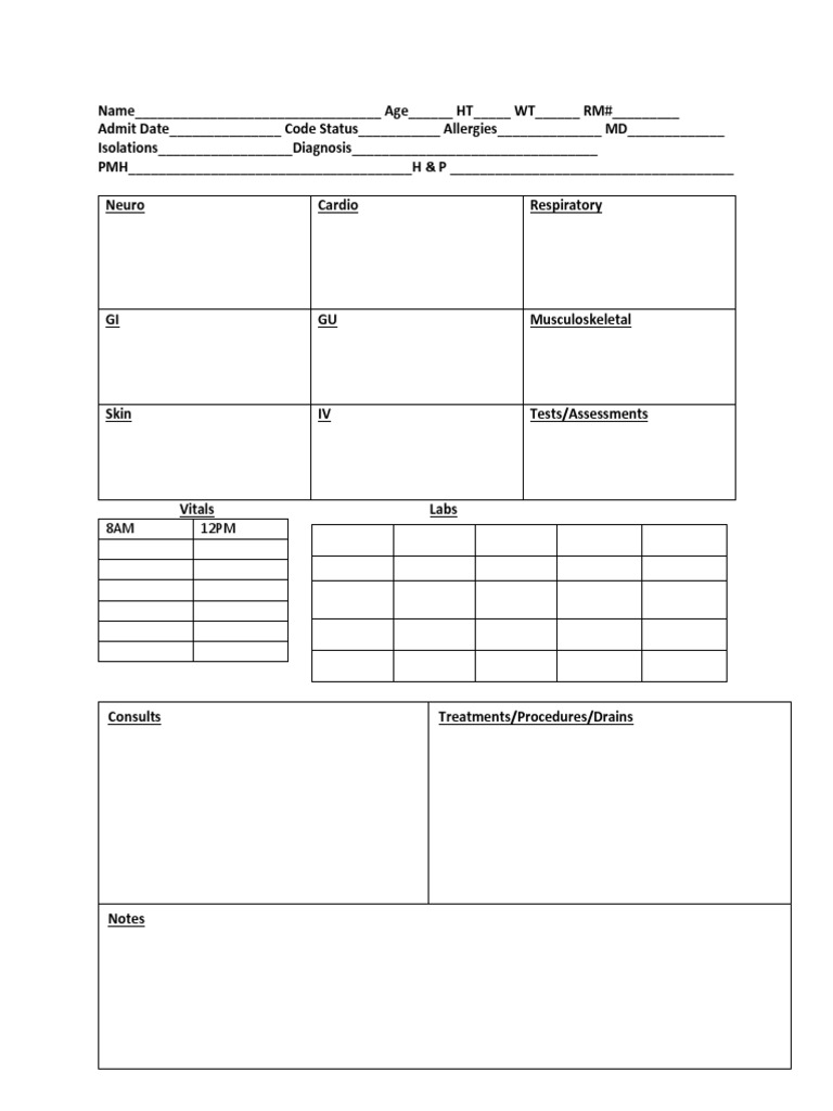 Clinical Organization Sheet | PDF | Science & Mathematics