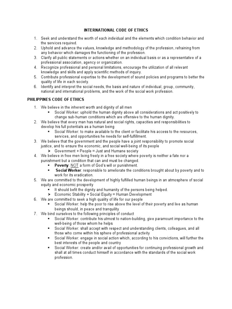 Sw1 (International Code of Ethics) | PDF | Social Work | Feeling