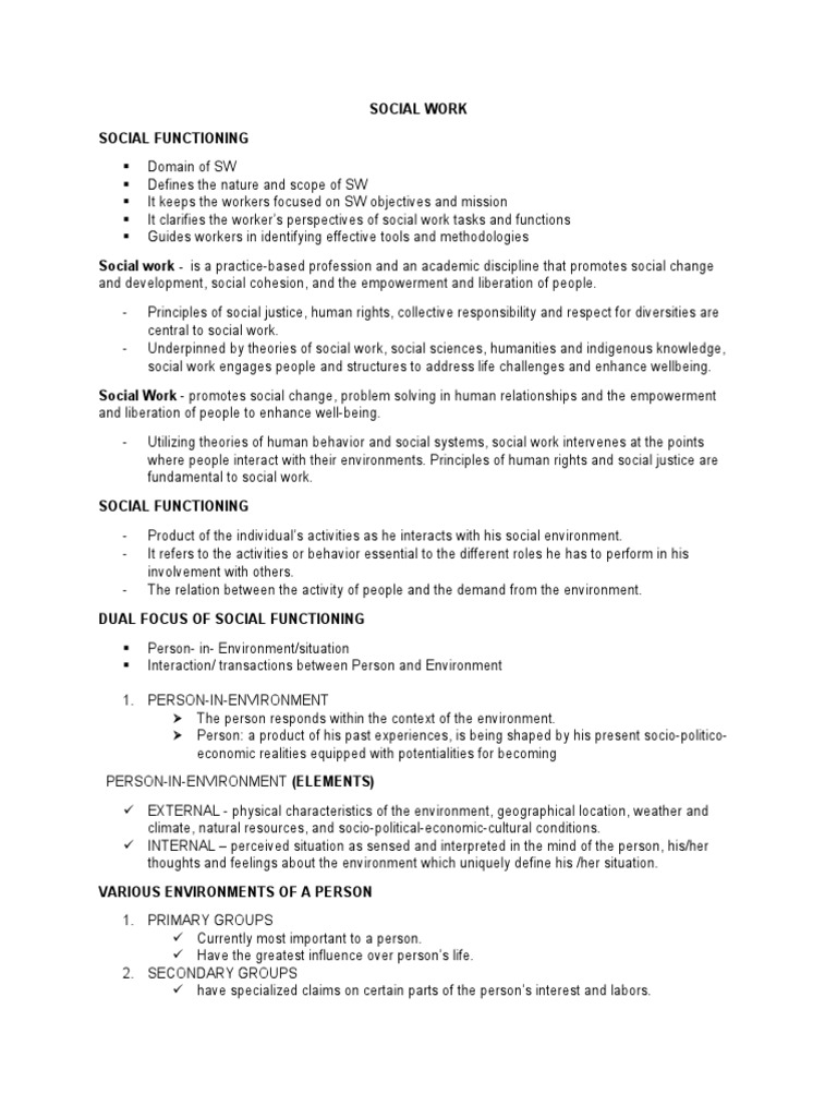 Social Work: Core Concepts & Focus | PDF | Science & Mathematics