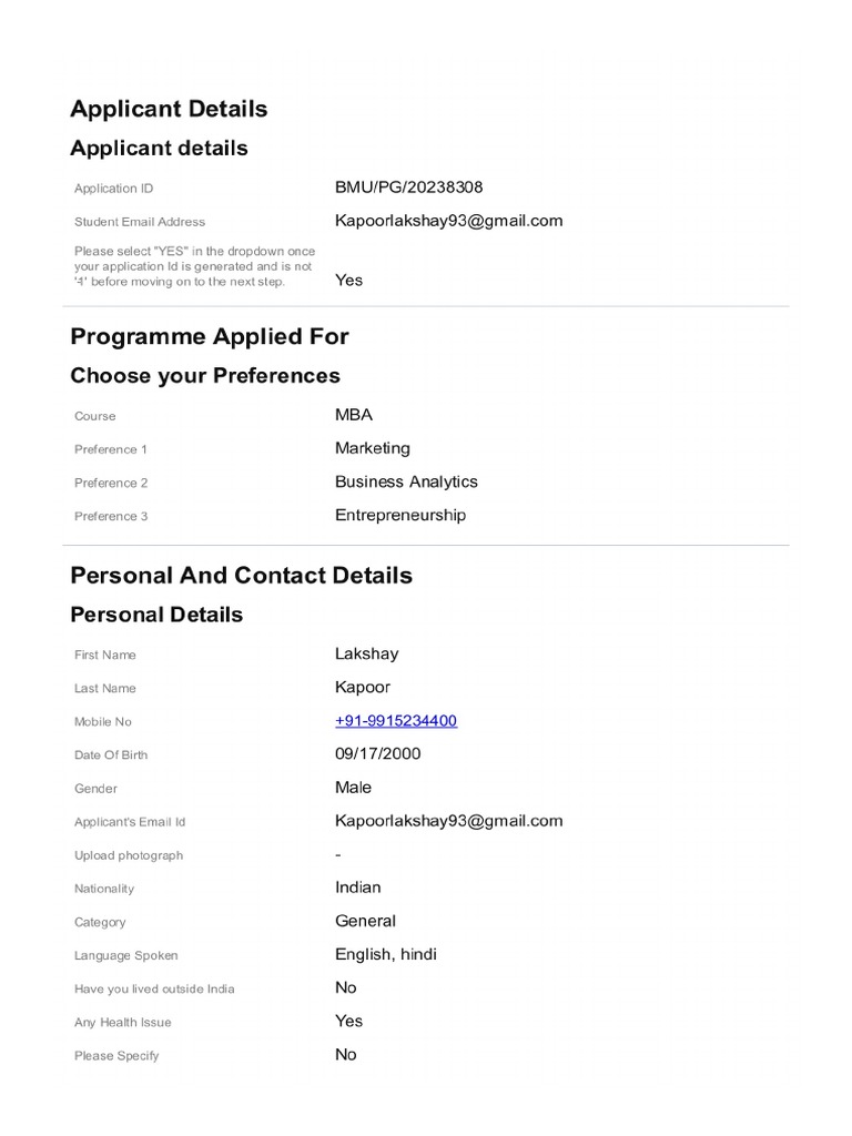 PG Form Session 2023-24 | PDF