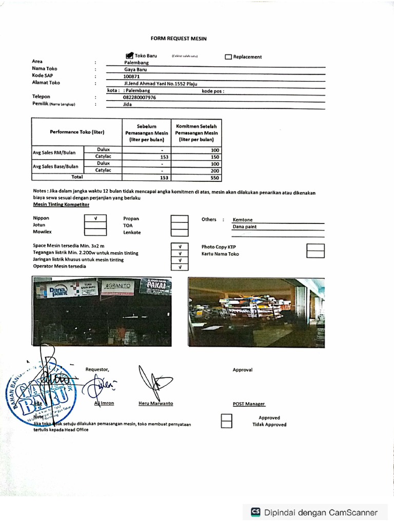 Form Request Mesin TK - Gaya Baru | PDF