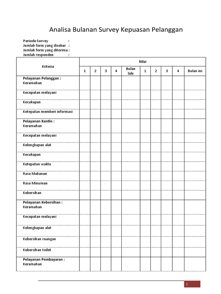 Contoh Form Survey Kepuasan Pelanggan | PDF | Pengelolaan Keuangan & Uang