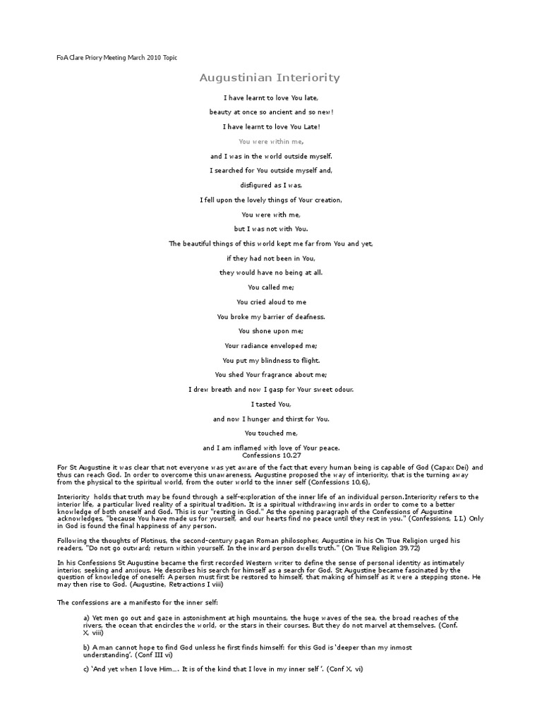 Augustinian Interiority Explained | PDF