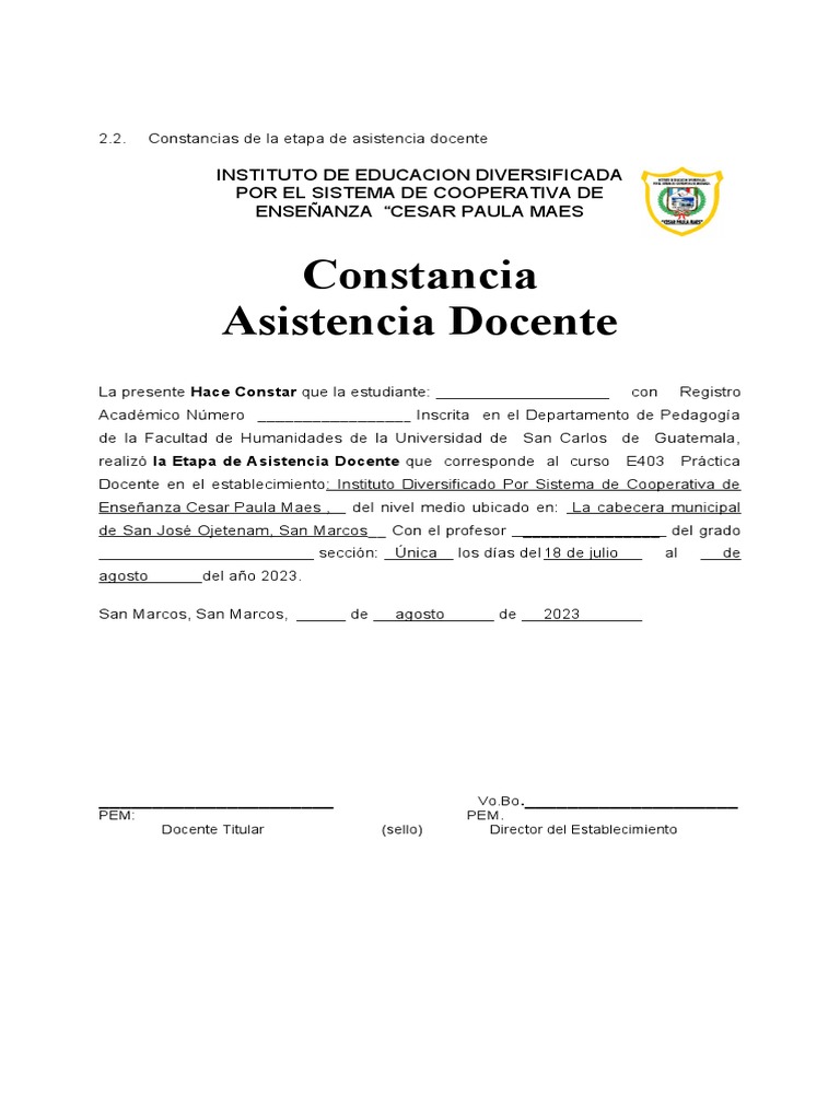Constancia de Asistencia Docente | PDF | Crecimiento personal y profesional | Ciencias sociales