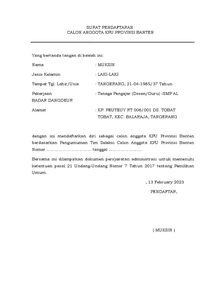 Surat Pendaftaran 9464dXIJPKsVC0e | PDF