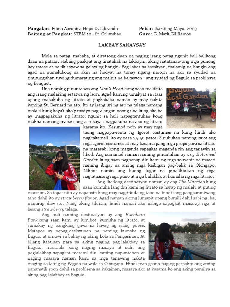 Lakbay Sanaysay | PDF