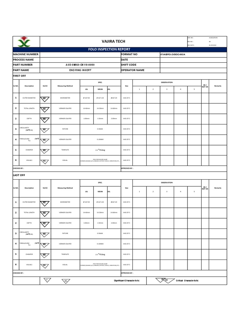 VJ-QCD-R03 SM860 FOLO Inspection Report | PDF