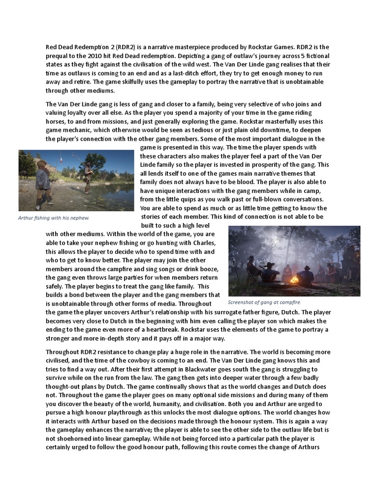 RDR2: A Deep Dive into Narrative and Gameplay | PDF