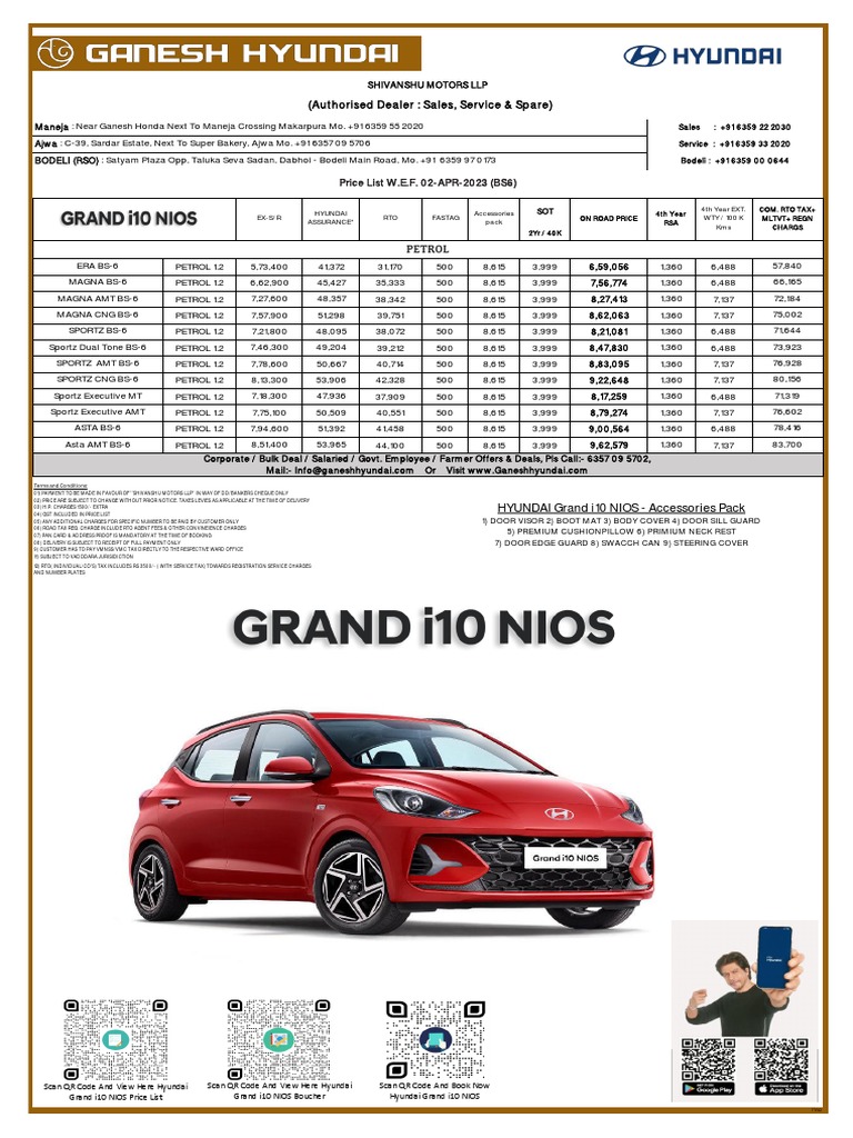 Grand i10 NIOS Price & Accessories List | PDF | Government Finances ...