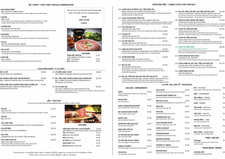 Pho Hoa Us Menu Page 1 | PDF