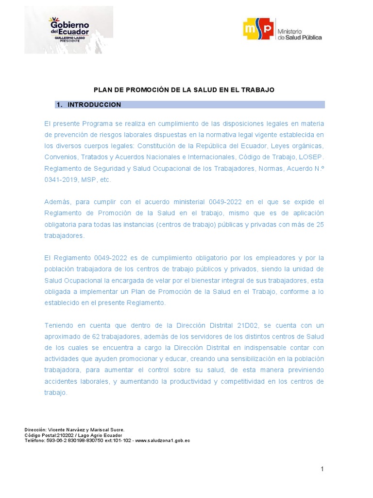Modelo Plan PST | PDF | Seguridad y salud ocupacional | Factores ...