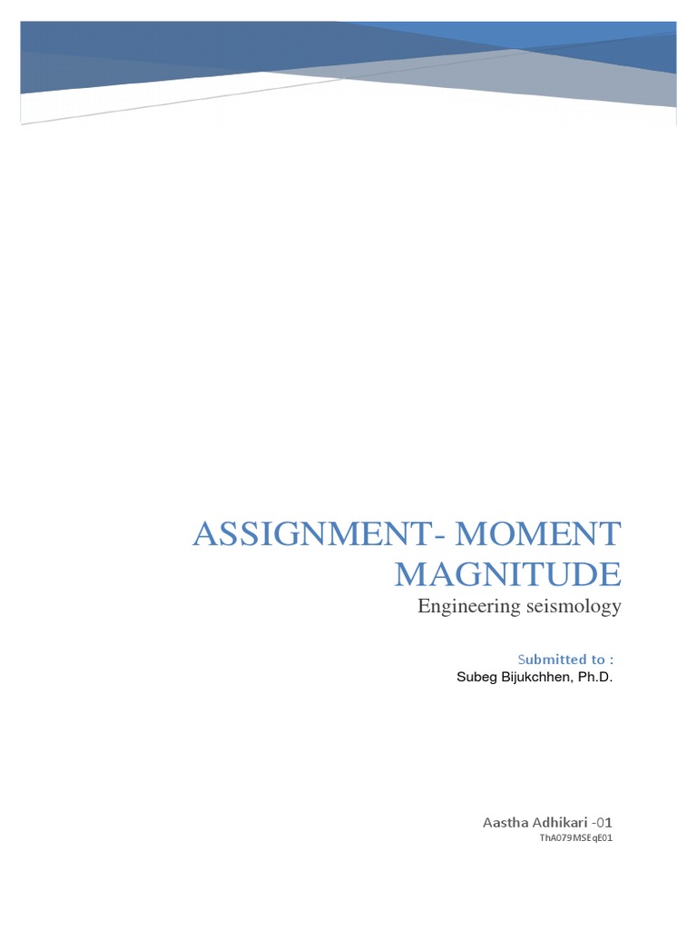 Assignment - Moment Magnitude | PDF