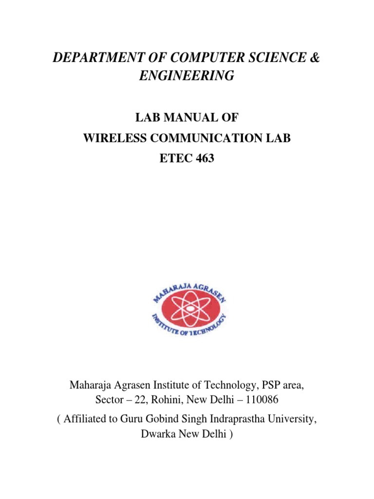 Department of Computer Science & Engineering: Lab Manual of Wireless Communication Lab ETEC 463 ...