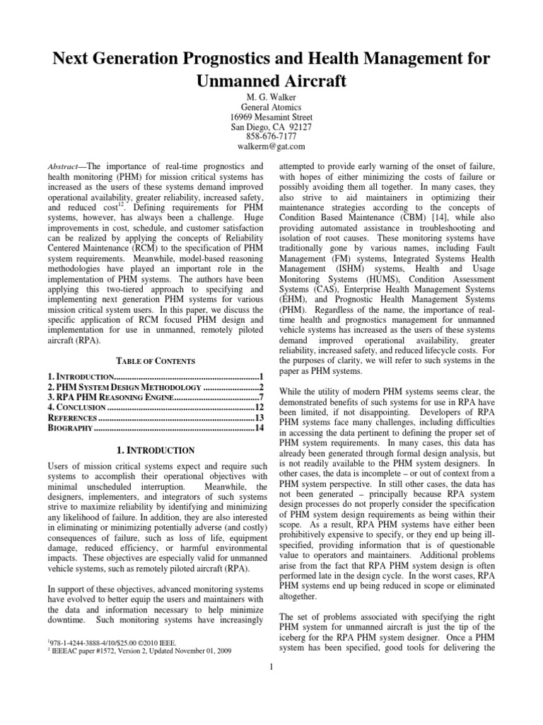 Next Generation Prognostics and Health Management For Unmanned Aircraft ...