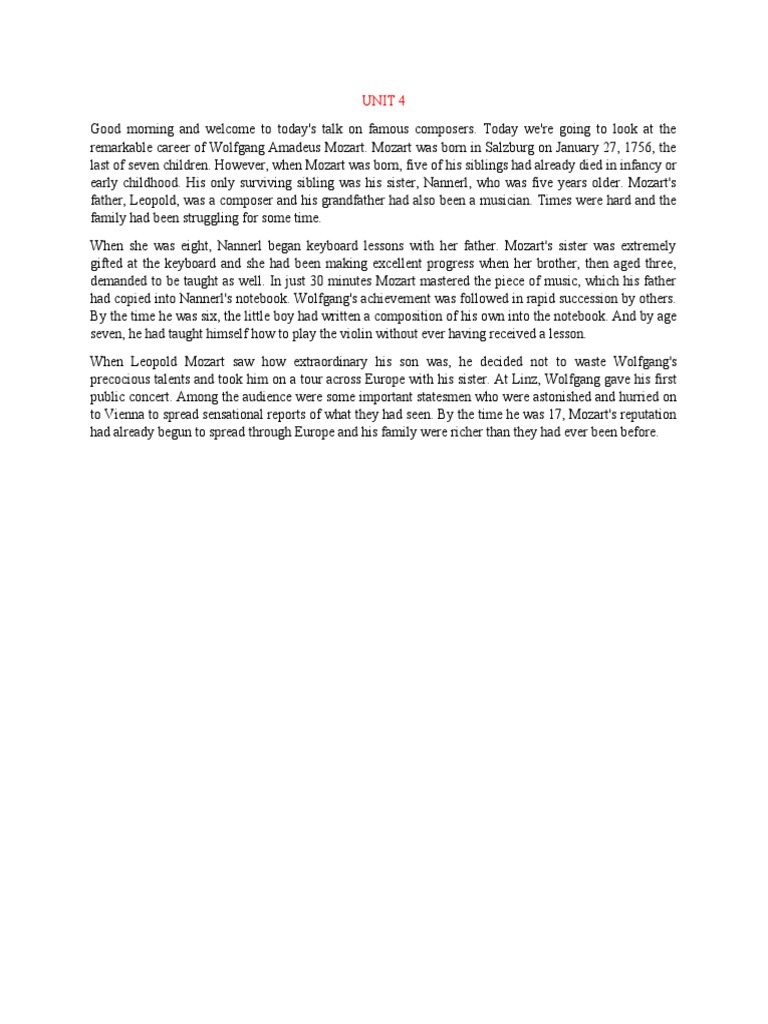 BÀI NGHE UNIT 4 | PDF