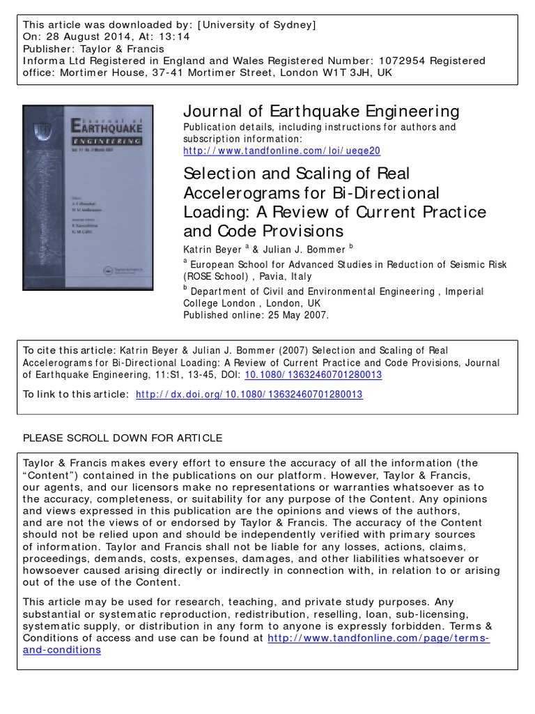 5.0 Selection and Scaling of Real Accelerograms For Bi-Direccinal ... 5.0 Selection and Scaling of Real Accelerograms For Bi-Direccinal ...
