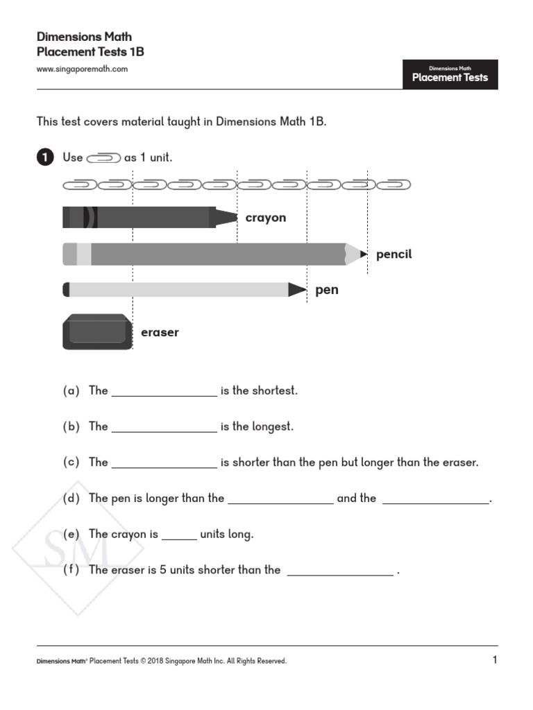 Singapore Math Placement - Tests - 4 | PDF | Conservation And ...