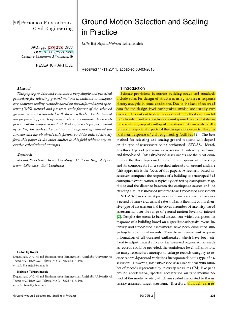 Ground Motion Selection & Scaling | PDF