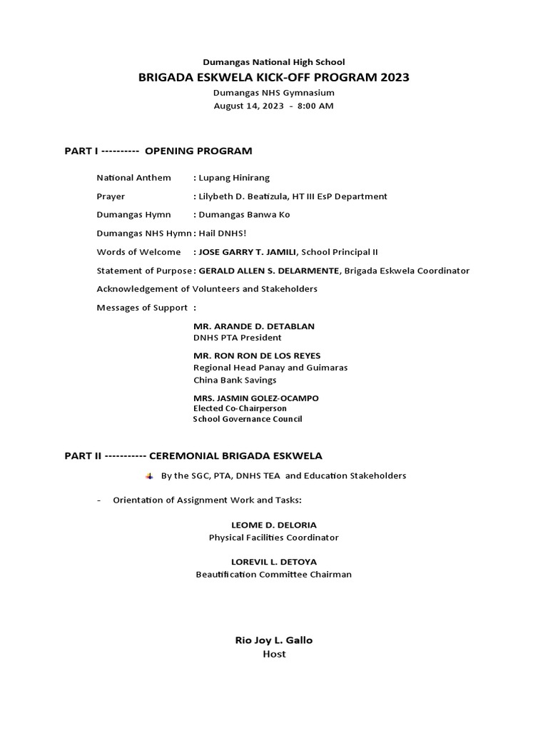 Brigada Program 2023 | PDF