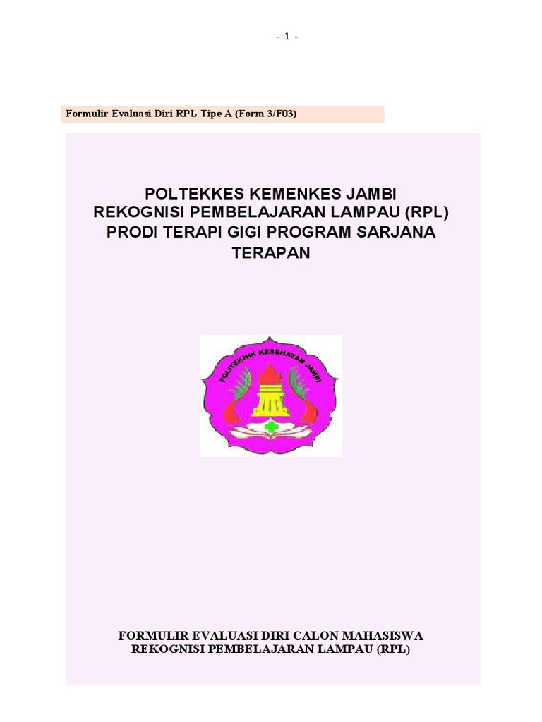 ASNAH 3.formulir - Evaluasi - Diri - RPL - Tipe - A - (Form - 3 - F03 ...