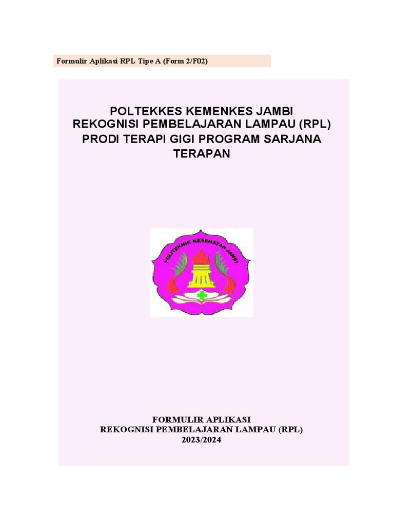 Formulir RPL Terapis Gigi | PDF | Pengembangan Diri