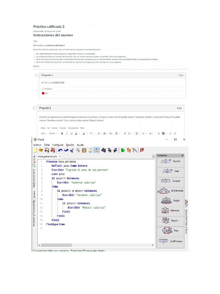 Practica Calificada 2 Principios de Algoritmos Semana 11 | PDF