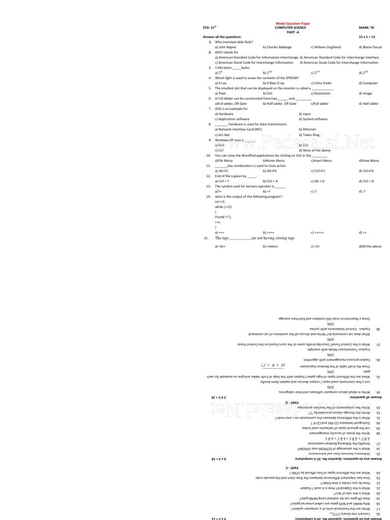 11th Grade Computer Science Exam | PDF | Logic Gate | Graphical User Interfaces
