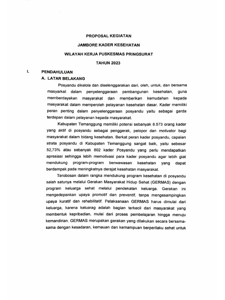 Proposal Jambore Kader | PDF