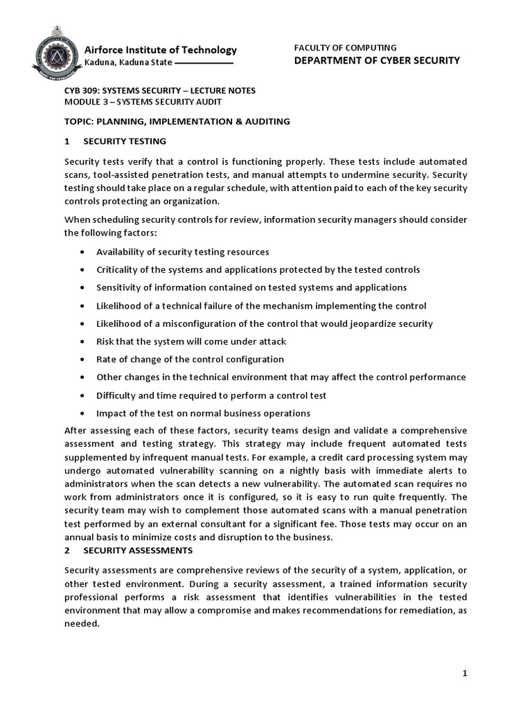 3 Systems Security Audit Abridged Pdf Penetration Test Computer