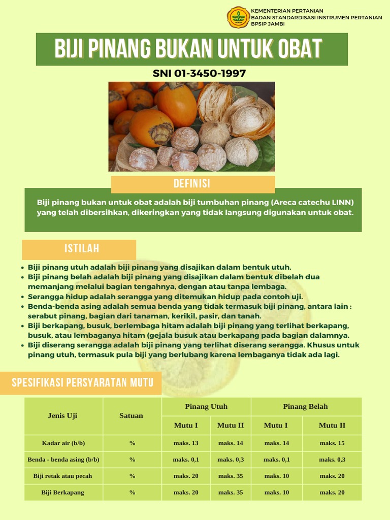 Spesifikasi Mutu Biji Pinang | PDF