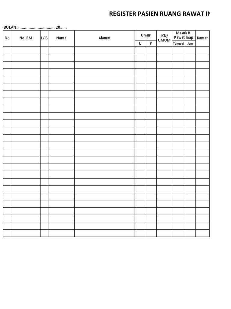 Register Rawat Inap | PDF