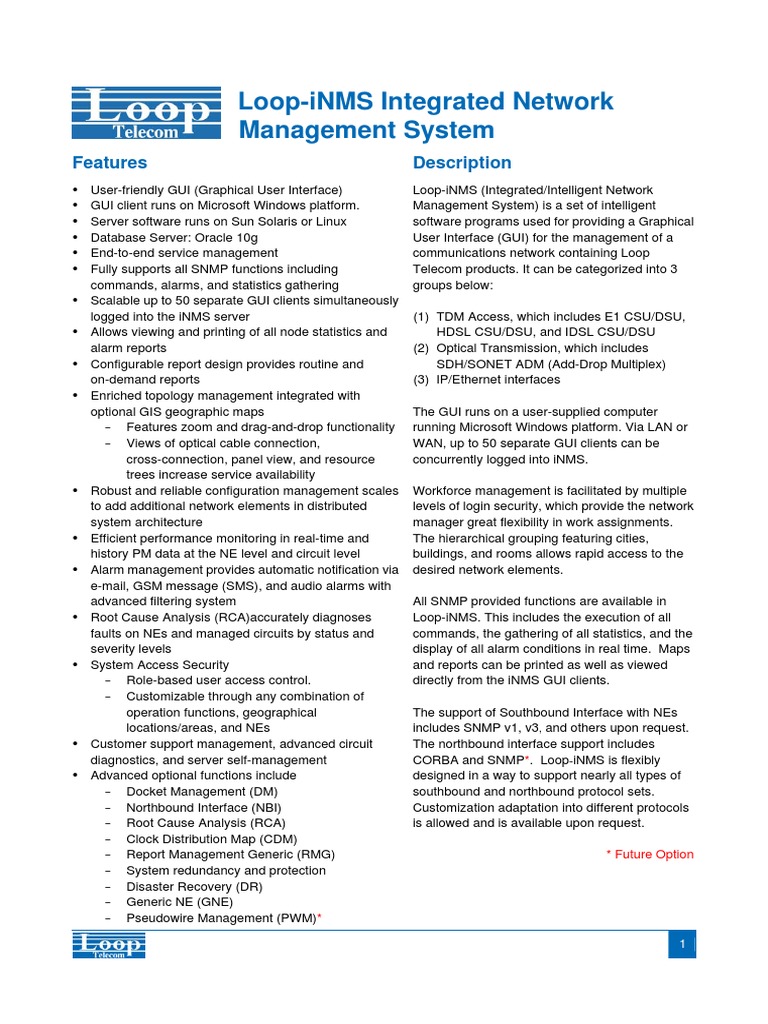 Loop iNMS v18 B | PDF