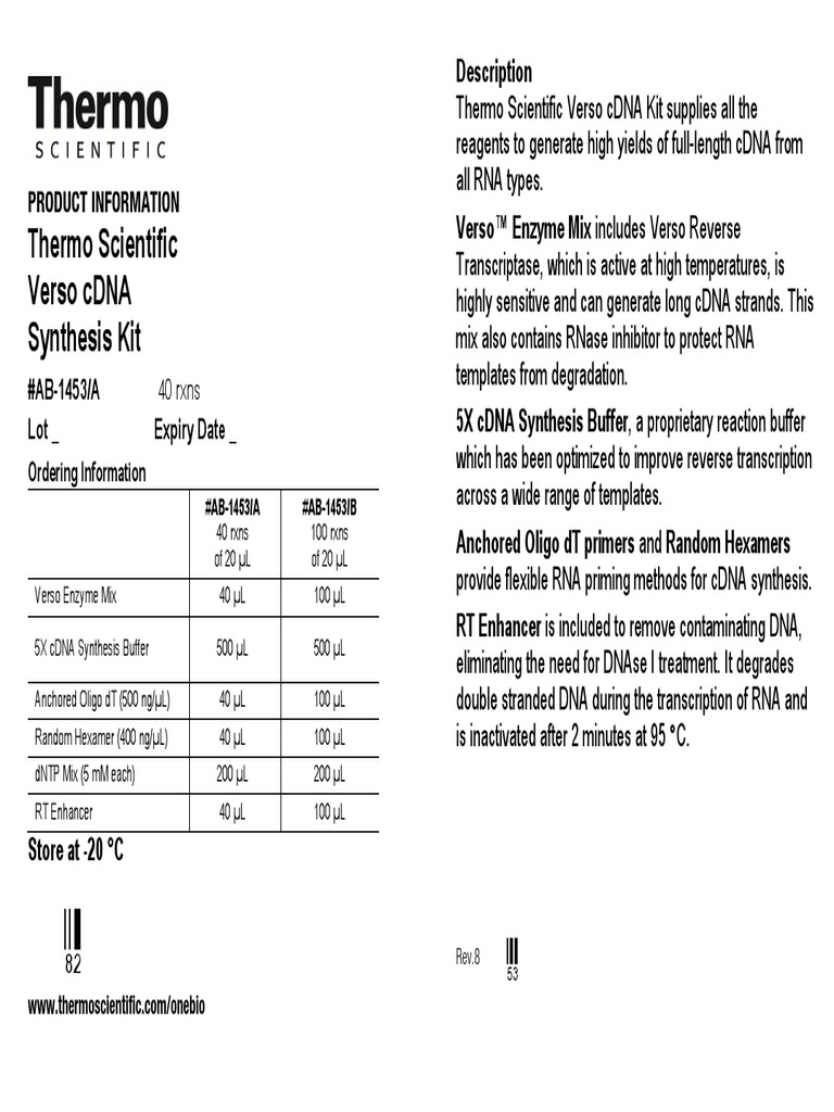 MAN0012822 Verso CDNA Synthesis AB1453A UG | PDF | Science & Mathematics