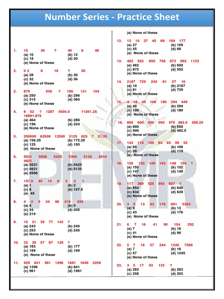 Number Series - 1 | PDF