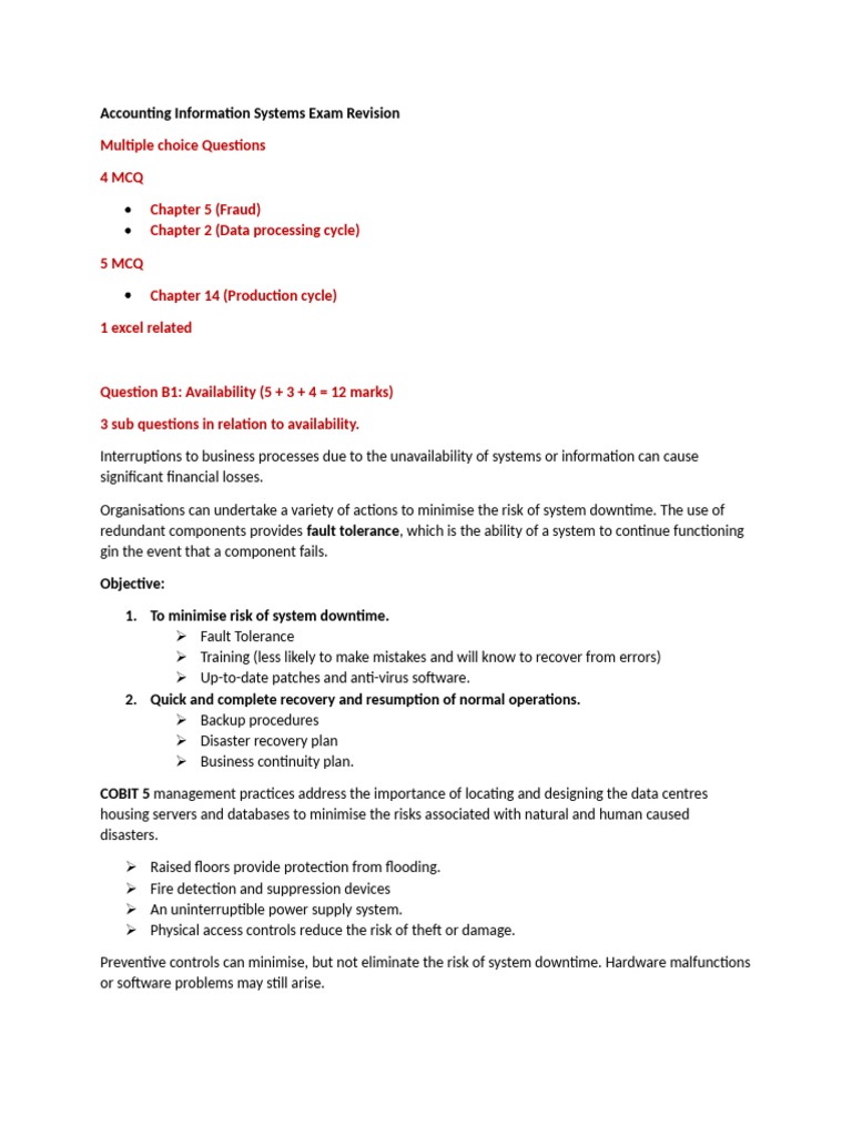 Accounting Information Systems Exam Revision | PDF