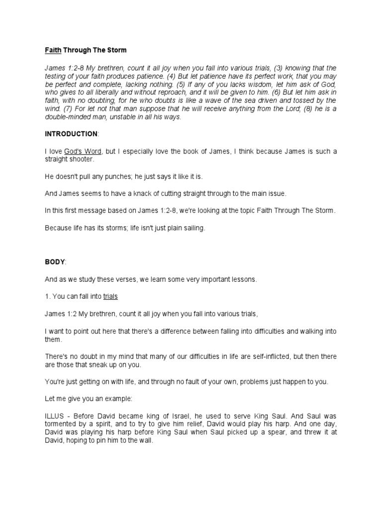 Faith Through The Storm | PDF | David | Wisdom