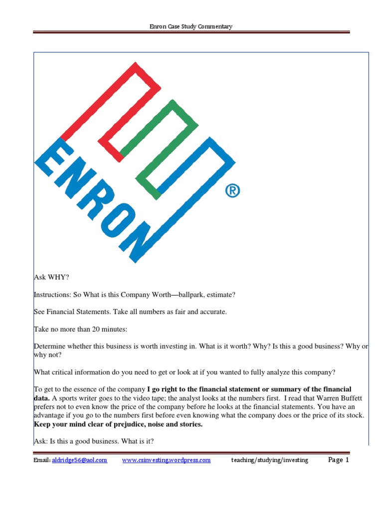 Enron Financial Analysis Overview | PDF | Enron | Stocks