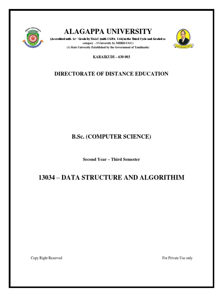 UG - B.sc. - Computer Science - Data Structures and Algorithms Lab - 13034 | PDF | Class ...