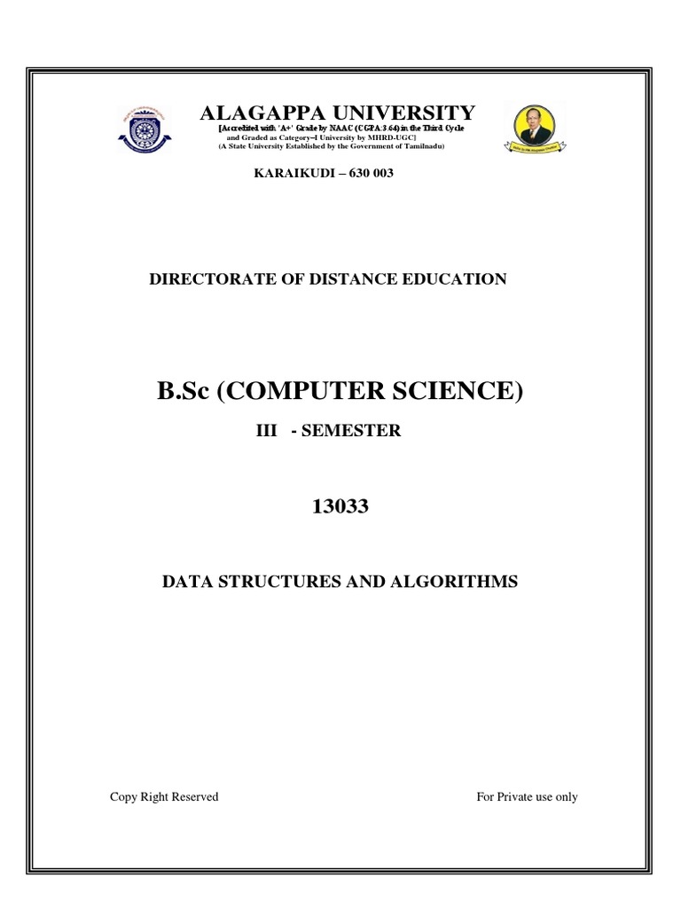 Ug Bsc Computer Science Data Structures And Algorithms 13033 Pdf Data Type Algorithms