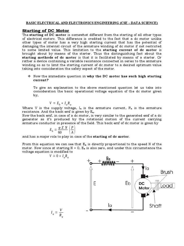 3-Point Starter Notes | PDF | Electric Motor | Inductor
