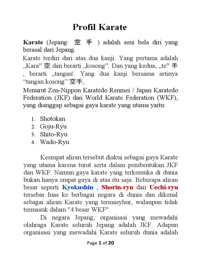 Profil Aliran Karate Shiroite | PDF