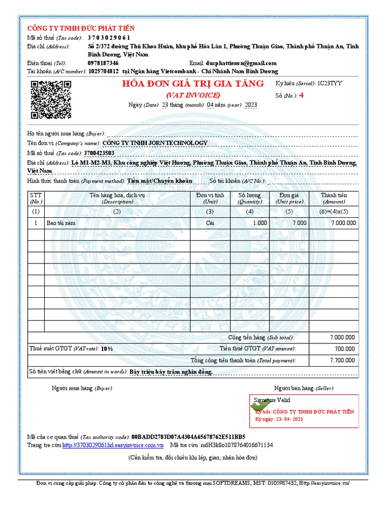 Hoadon 3703029061 1c23tyy 4 | PDF