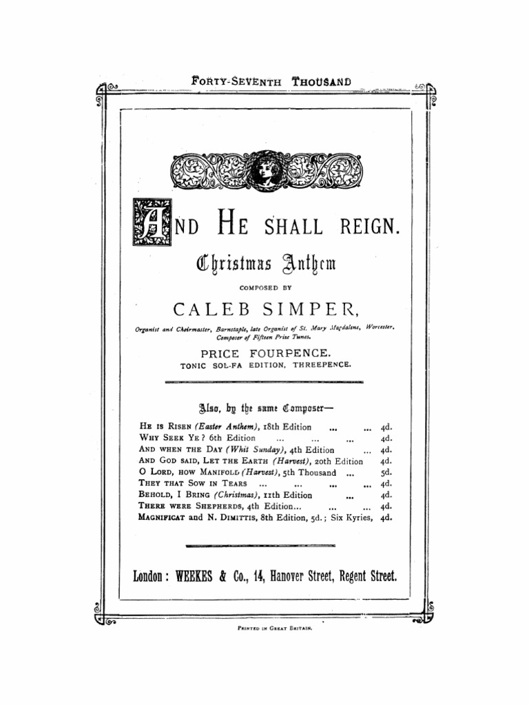 And He Shall Reign - Caleb Simper | PDF