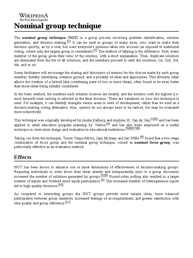 Nominal Group Technique | PDF