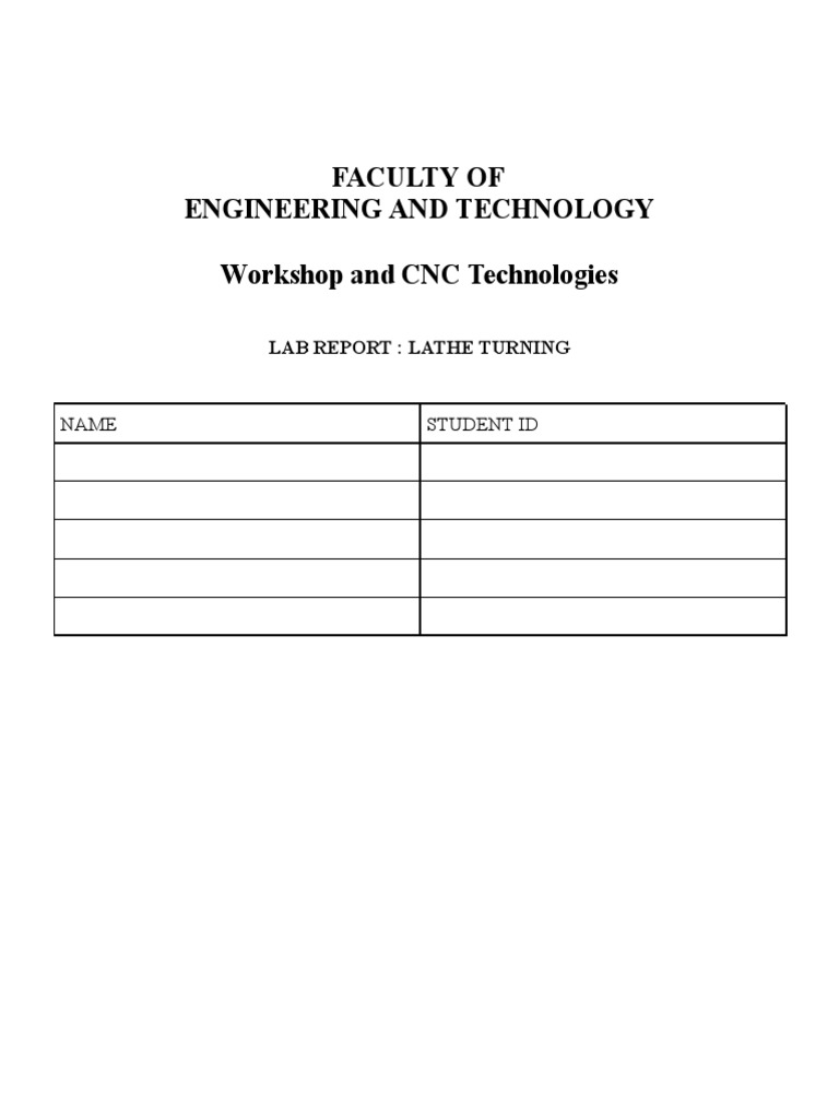 Lab Report Lathe Turning | PDF | Tools | Industrial Processes