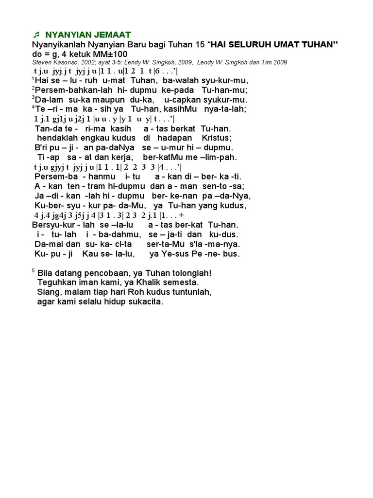 NNBT No 15 Hai Seluruh Umat Tuhan | PDF