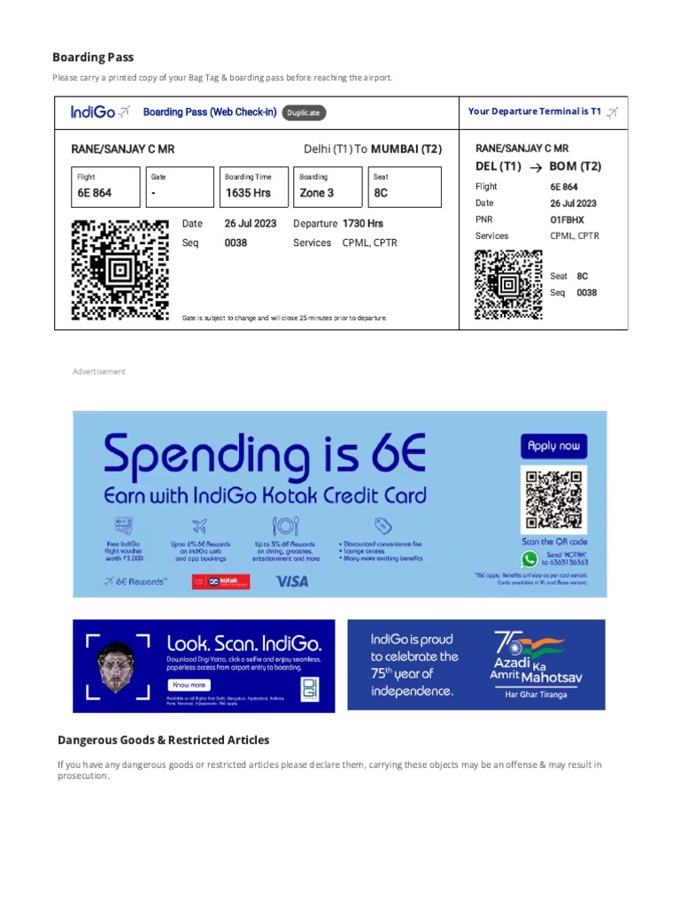 Sanjay Rane Boarding Pass 260723 | PDF