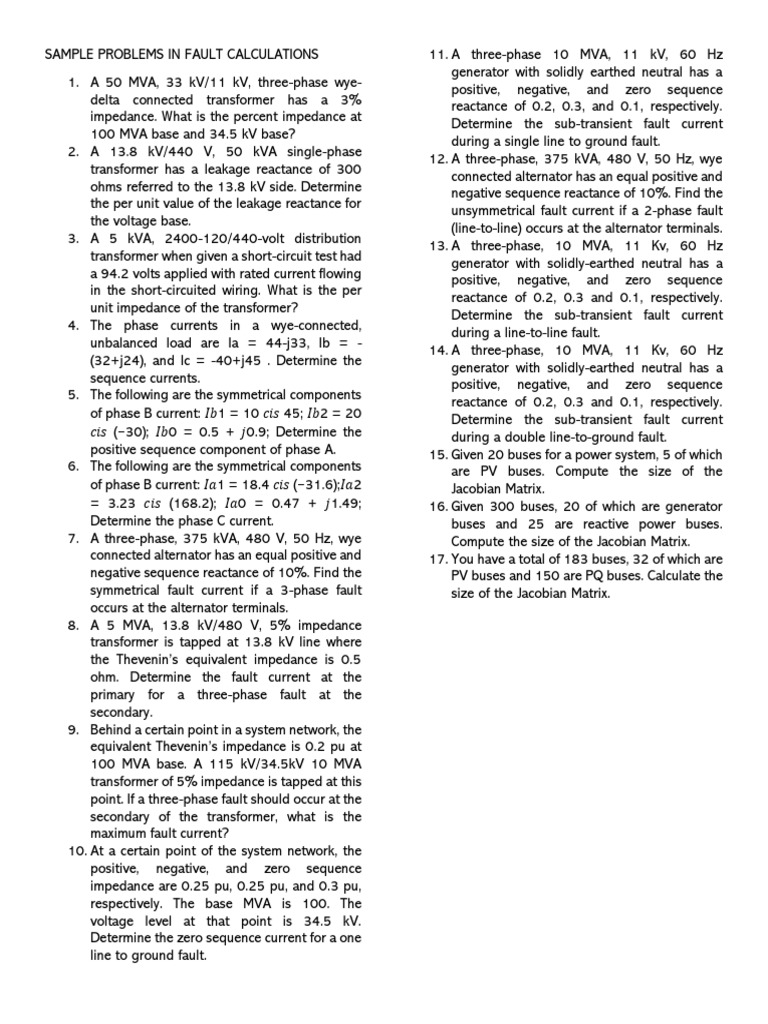 Electrical Fault Calculations | PDF | Teaching Methods & Materials | Technology & Engineering