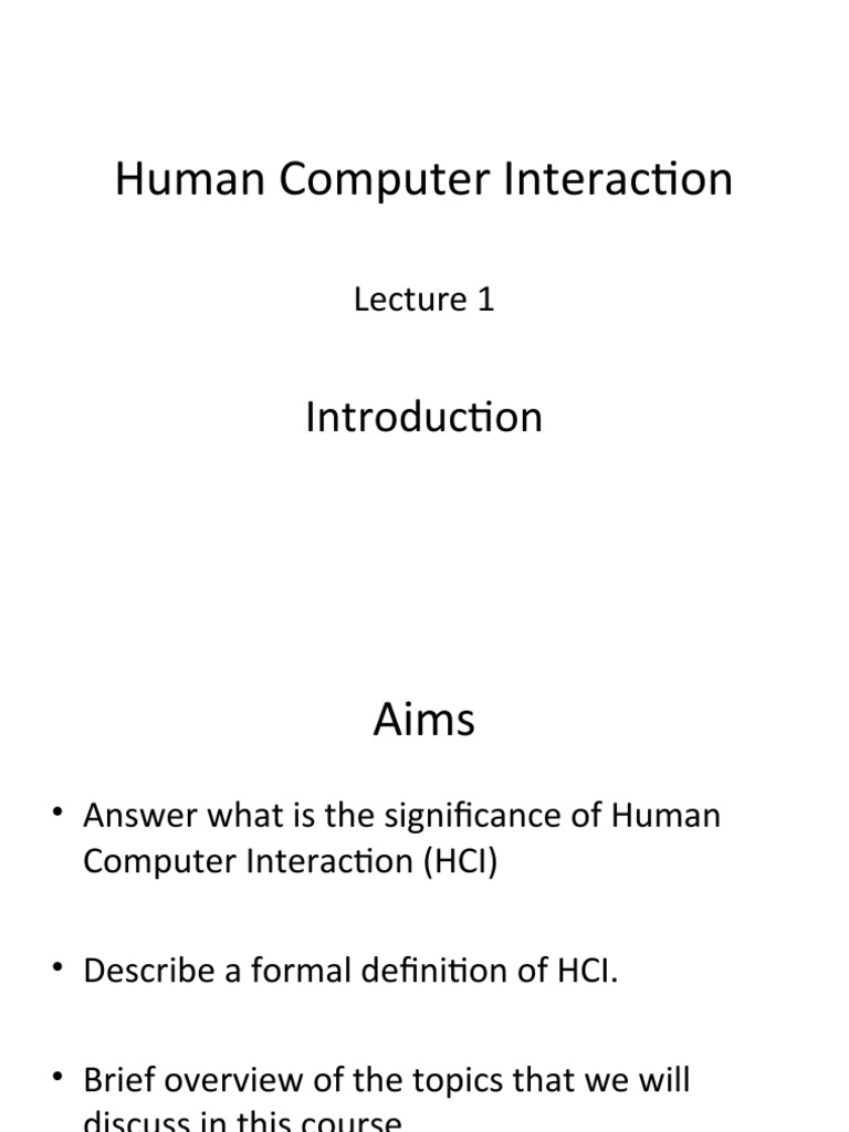 HCI Lecture01 | PDF | Human–Computer Interaction | Usability